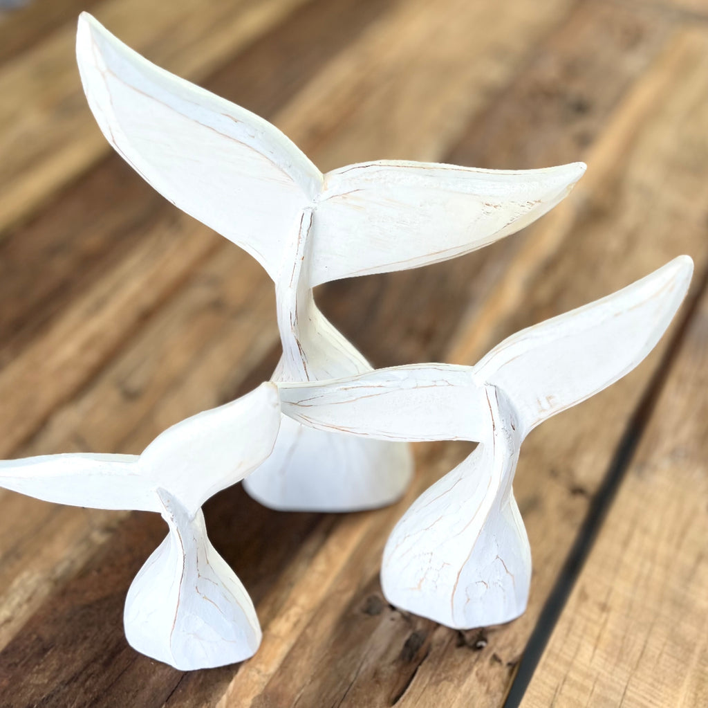 Rustic white whale tails. Set of 3 – KSD Interiors